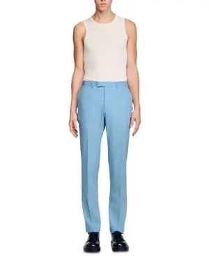 Sandro Wool Suit Trousers - Sky Blue