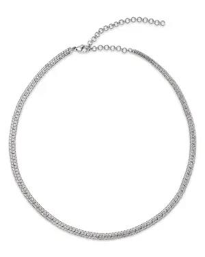 Bloomingdale'S Diamond Double Row Choker Necklace 8.50 Tcw - White Gold