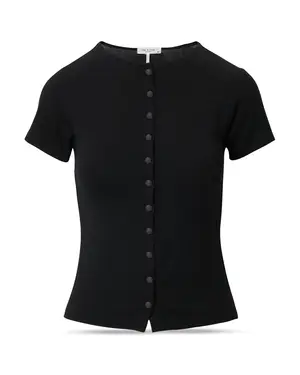 Rag & Bone The Knit Button Tee - Black