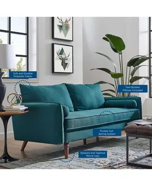 MODWAY Revive Upholstered Fabric Sofa - Teal