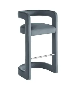 MODWAY Winslow Performance Velvet Bar Stool - Cadet Blue