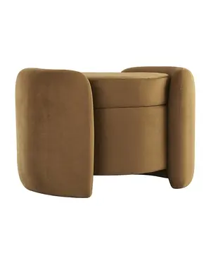MODWAY Nebula Upholstered Performance Velvet Ottoman - Cognac
