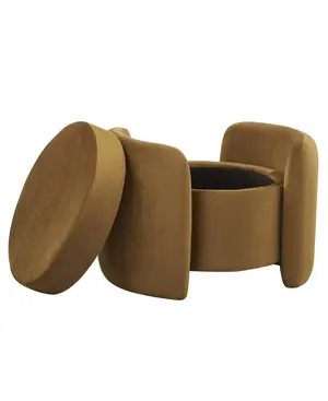 MODWAY Nebula Upholstered Performance Velvet Ottoman - Cognac