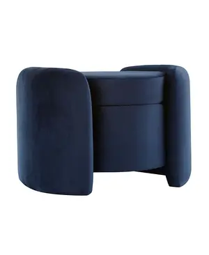 MODWAY Nebula Upholstered Performance Velvet Ottoman - Midnight Blue