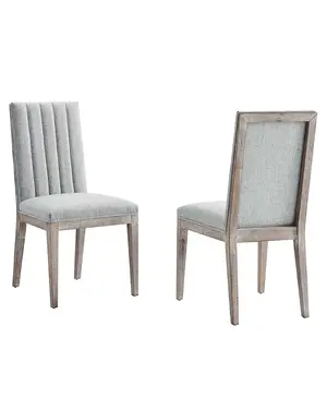 MODWAY Maisonette French Vintage Tufted Fabric Dining Side Chairs, Set Of 2 - Light Gray