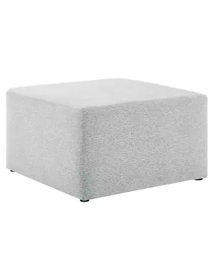 MODWAY Callum Large 28" Square Woven Heathered Fabric Upholstered Ottoman - Heathered Weave Light Gray