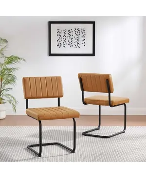 MODWAY Parity Faux Leather Dining Side Chairs, Set Of 2