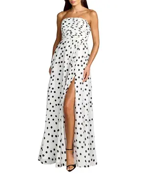 Mac Duggal Polka Dot Strapless Viscose Gown