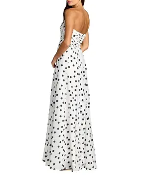 Mac Duggal Polka Dot Strapless Viscose Gown
