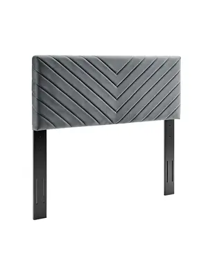 MODWAY Alyson Angular Channel Tufted Performance Velvet Headboard Charcoal