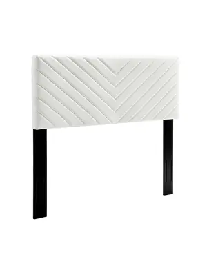 MODWAY Alyson Angular Channel Tufted Performance Velvet Headboard - White