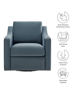 MODWAY Liora Performance Velvet Armchair - Cadet Blue