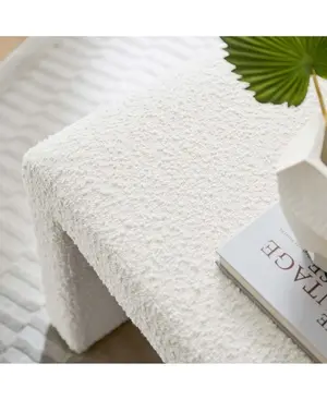 MODWAY Simba Boucle Fabric Waterfall Stool - Ivory
