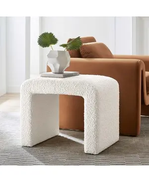 MODWAY Simba Boucle Fabric Waterfall Stool - Ivory