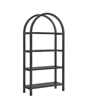MODWAY Vexley 72 Inch Large Arched Bookshelf Black