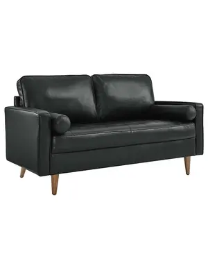 MODWAY Valour Leather Loveseat - Black
