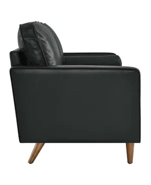 MODWAY Valour Leather Loveseat - Black