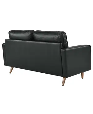 MODWAY Valour Leather Loveseat - Black