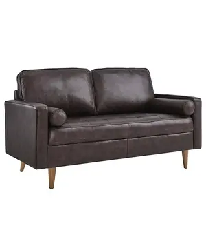 MODWAY Valour Leather Loveseat - Brown
