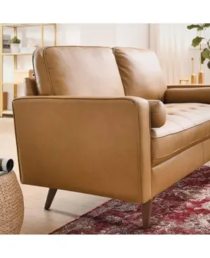 MODWAY Valour Leather Loveseat - Tan
