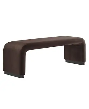 MODWAY Koda Performance Velvet Waterfall Long Bench - Black Chocolate Brown