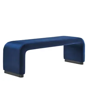 MODWAY Koda Performance Velvet Waterfall Long Bench - Black Midnight Blue