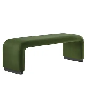 MODWAY Koda Performance Velvet Waterfall Long Bench - Black Moss Green