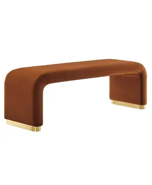 MODWAY Koda Performance Velvet Waterfall Long Bench - Brass Rust