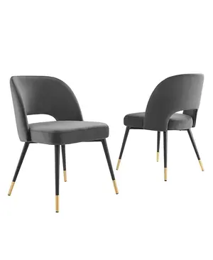 MODWAY Rouse Performance Velvet Dining Side Chairs, Set Of 2 - Charcoal
