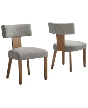 MODWAY Nalani Fabric Upholstered Dining Chairs, Set Of 2 - Heathered Weave Wheat Deep Brown