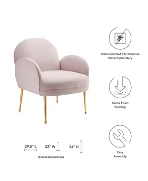 MODWAY Transcend Performance Velvet Armchair - Pink