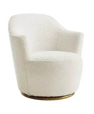 MODWAY Nora Boucle Upholstered Swivel Chair - White