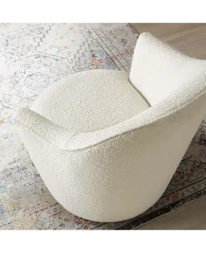 MODWAY Nora Boucle Upholstered Swivel Chair
