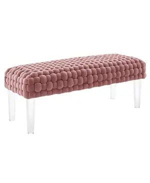 MODWAY Prologue Woven Performance Velvet Ottoman - Dusty Rose
