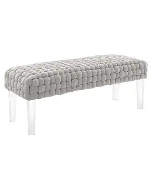 MODWAY Prologue Woven Performance Velvet Ottoman - Light Gray