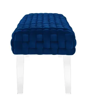 MODWAY Prologue Woven Performance Velvet Ottoman - Navy