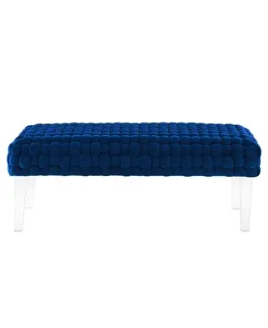MODWAY Prologue Woven Performance Velvet Ottoman - Navy