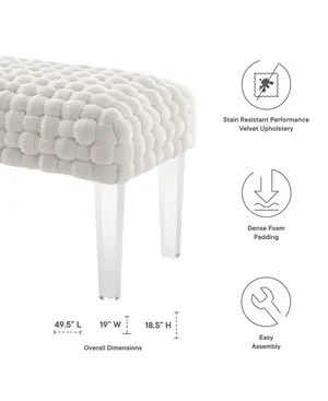 MODWAY Prologue Woven Performance Velvet Ottoman - White