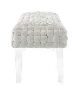 MODWAY Prologue Woven Performance Velvet Ottoman - White