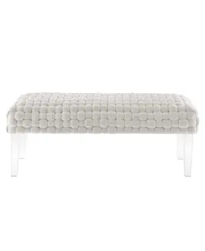 MODWAY Prologue Woven Performance Velvet Ottoman - White