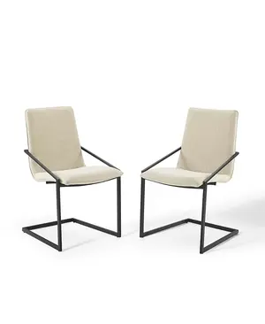 MODWAY Pitch Upholstered Fabric Dining Armchair, Set Of 2 - Black Beige