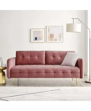 MODWAY Cameron Tufted Performance Velvet Sofa - Dusty Rose