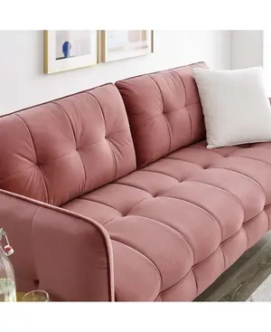MODWAY Cameron Tufted Performance Velvet Sofa - Dusty Rose