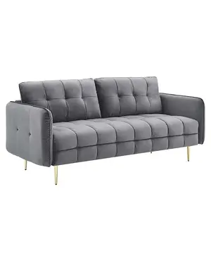MODWAY Cameron Tufted Performance Velvet Sofa - Gray