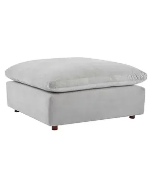 MODWAY Commix Down Filled Overstuffed Performance Velvet Ottoman - Light Gray