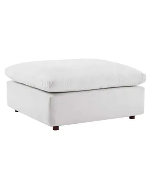 MODWAY Commix Down Filled Overstuffed Performance Velvet Ottoman White