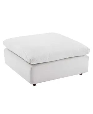 MODWAY Commix Down Filled Overstuffed Performance Velvet Ottoman - White