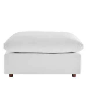 MODWAY Commix Down Filled Overstuffed Performance Velvet Ottoman - White