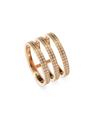 REPOSSI 18k Berbere Diamond Triple Row Ring - Rose Gold