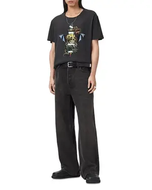 ALLSAINTS Sabre Skull Crewneck Graphic T-shirt - Washed Black